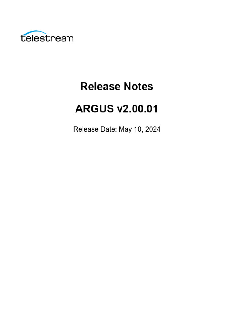 ARGUS 2.00.01 - Release - Notes | PDF | Computer Engineering | Computing