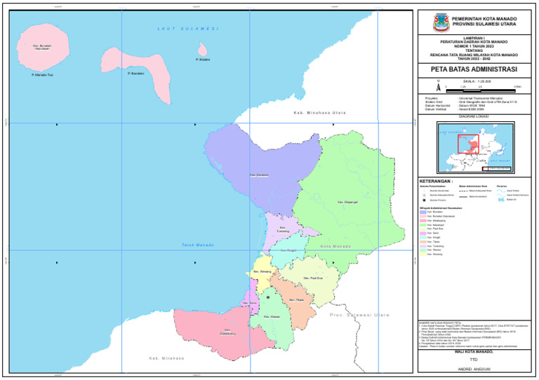 Peta Batas Administrasi Kota Manado PERDA No.1 Tahun 2023 | PDF