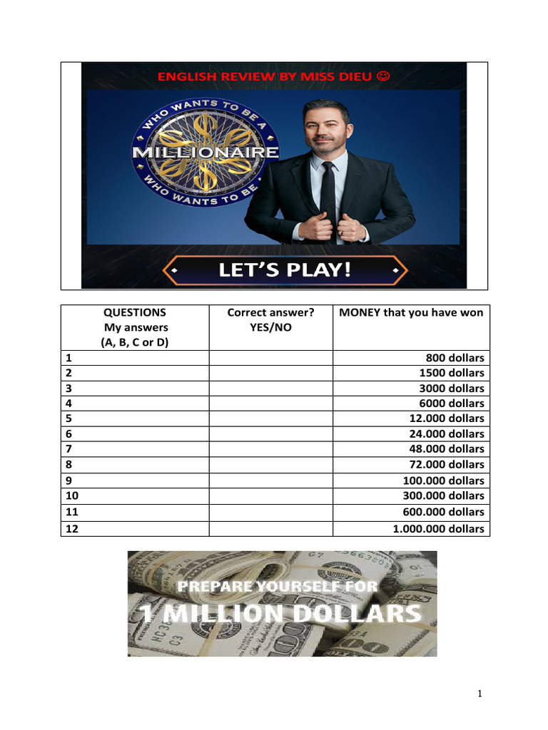 QUESTIONNAIRE Millionaire | PDF