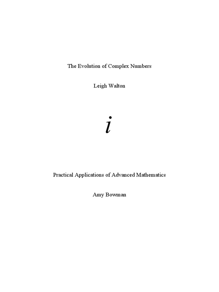 History and Evolution of Complex Numbers | PDF | Complex Number ...
