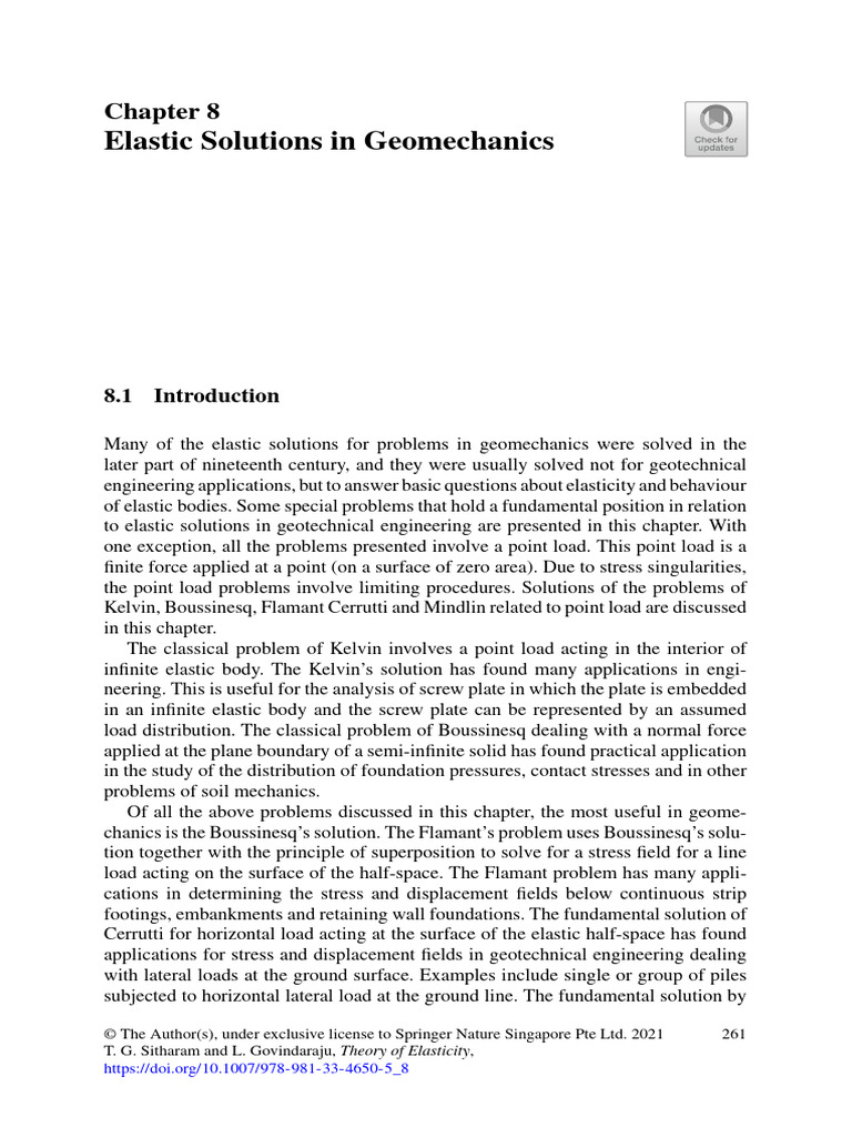 Geomechanics Elastic Solutions | PDF | Linear Elasticity | Stress (Mechanics)