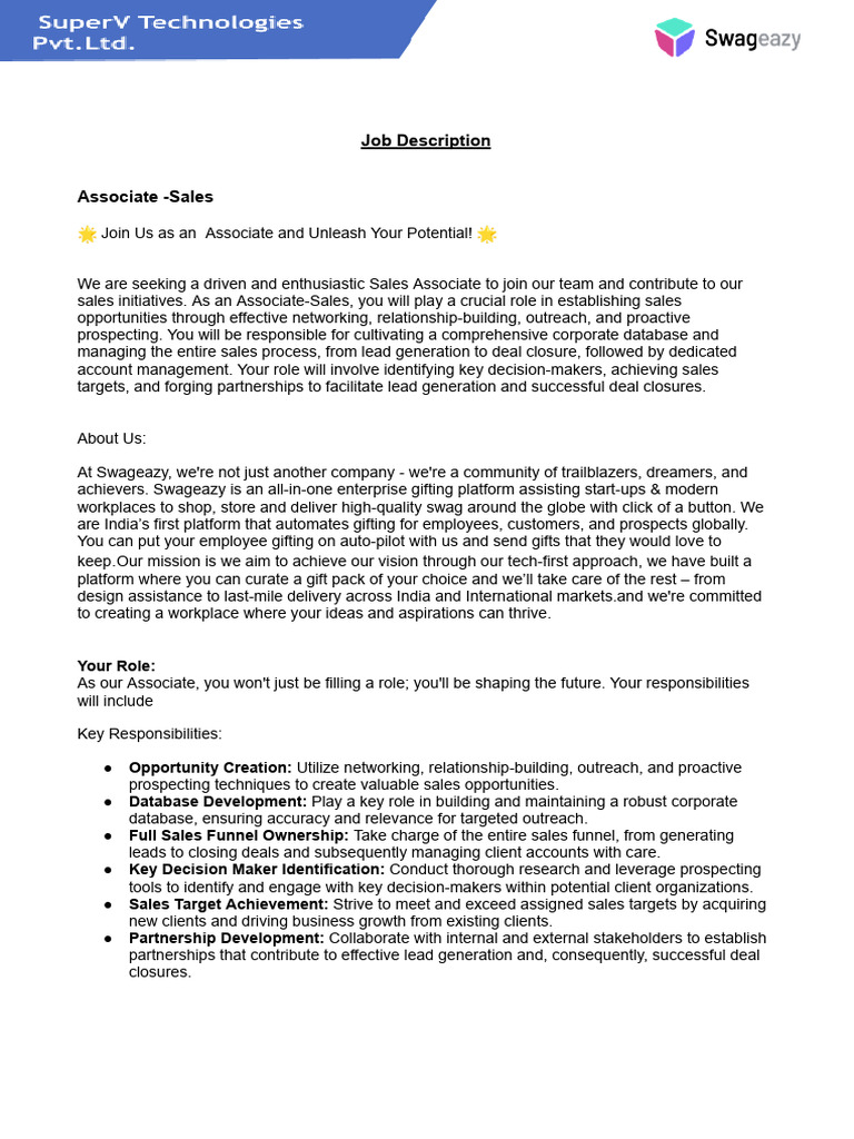 JD Associate Sales | PDF | Sales | Business