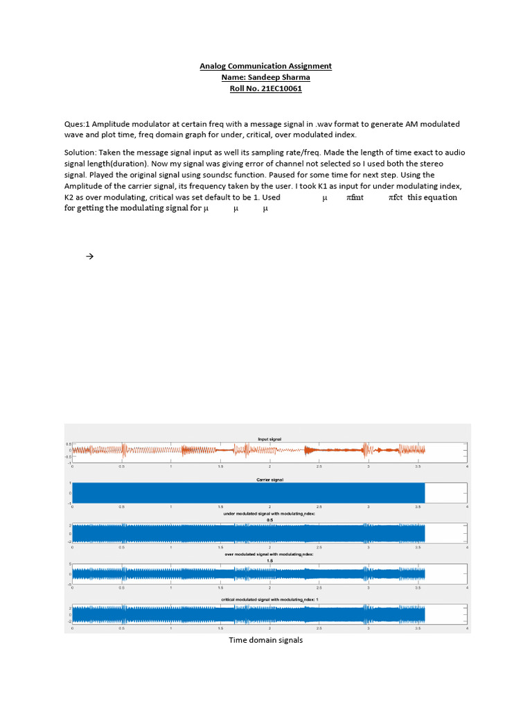 Analog Communication Assignment | PDF | Modulation | Frequency Modulation