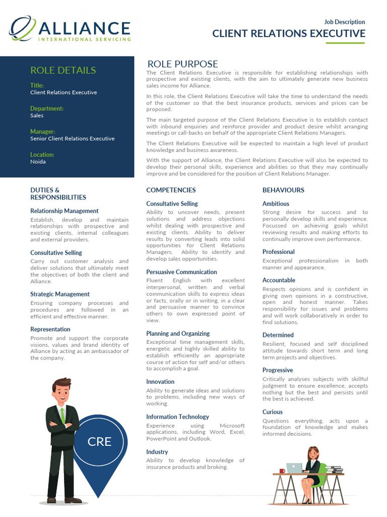Job Description - Client Relations Executive Noida | PDF | Sales | Goal