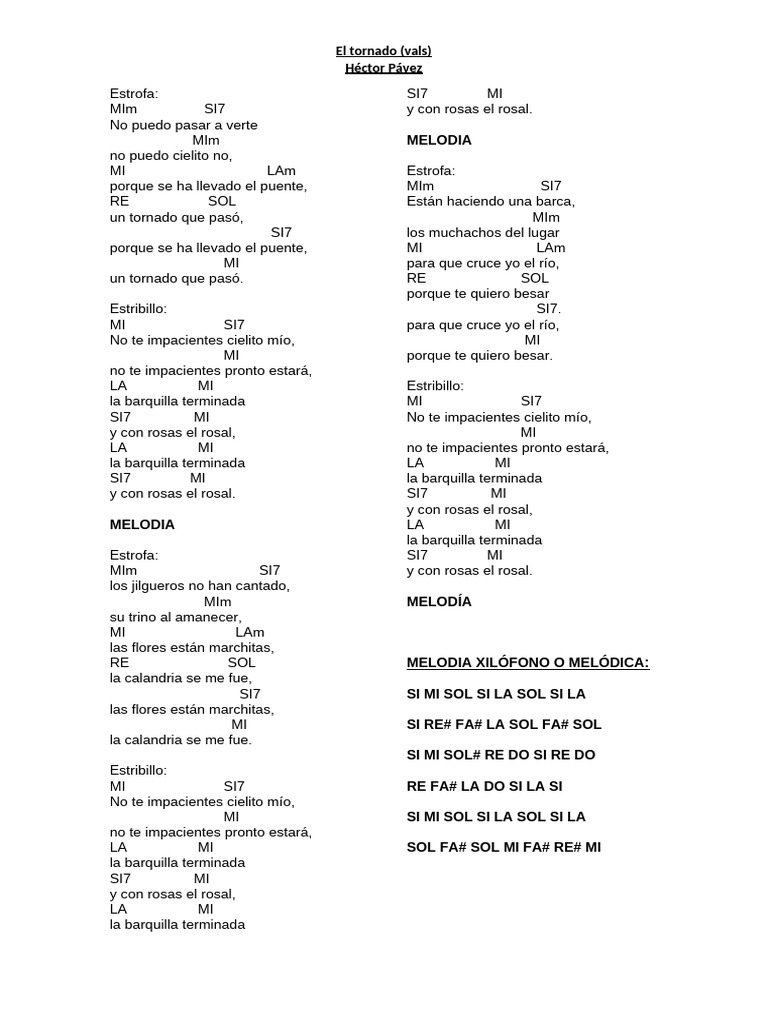 TORNADO | PDF | Elementos de la música | Teoría musical