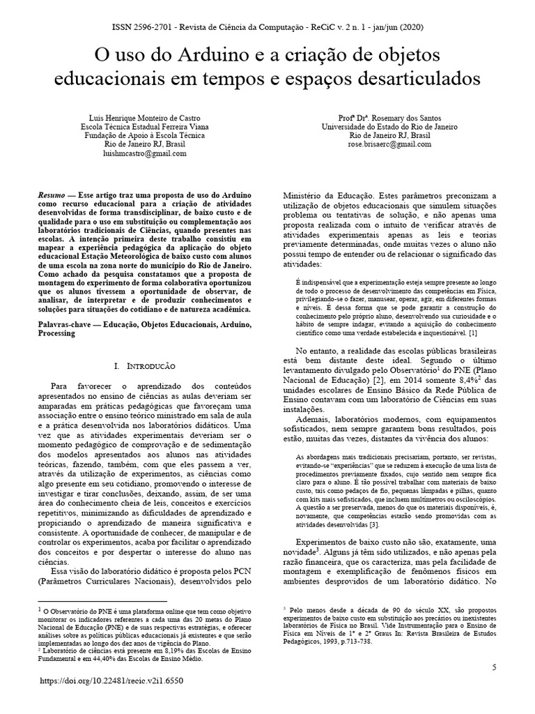 O Uso Do Arduino e A Criação de Objetos Educacional | PDF | Arduino ...