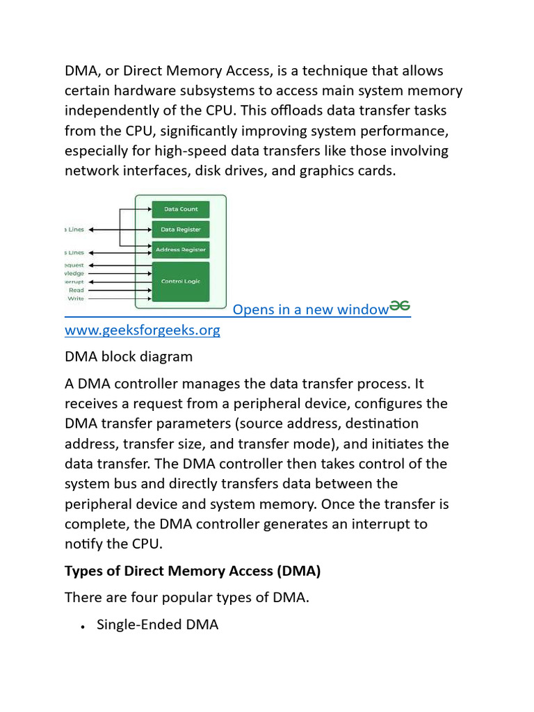 Opens in A New Window: Types of Direct Memory Access (DMA) | PDF | Operating System | Software