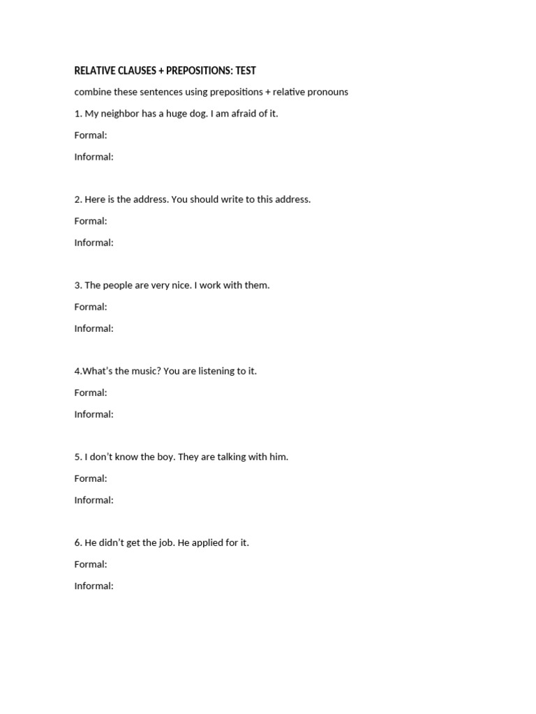 Relative Clauses Test 2024 | PDF | Language Arts & Discipline | Wellness