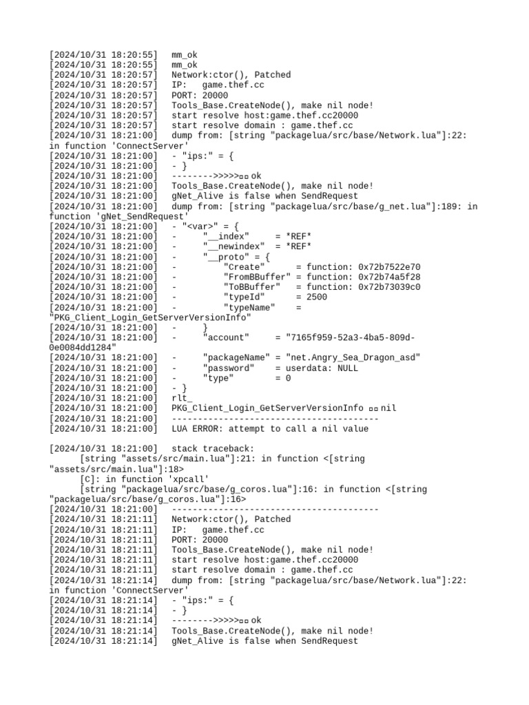 Lua Network Error Log Analysis | PDF | Computer Programming | Computing