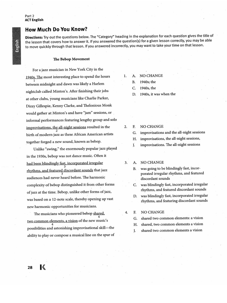 ACT English Test 1 | PDF