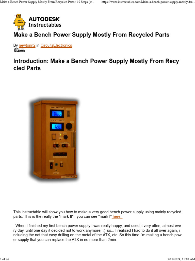 Make A Bench Power Supply Mostly From Recycled Parts - 19 Steps (With Pictures) - Instructables ...