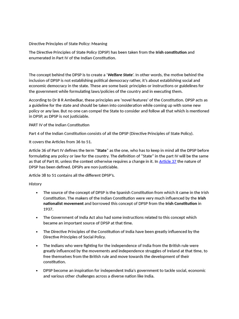 Understanding Directive Principles of State Policy | PDF | Legal ...