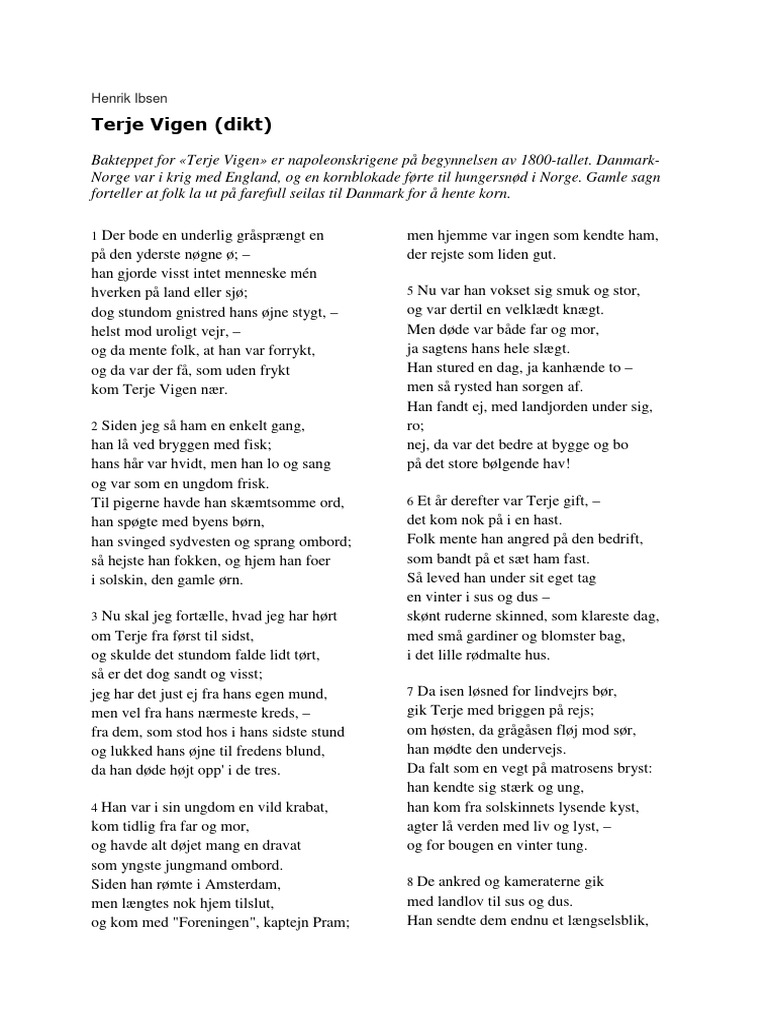 Ibsen Terje Vigen | PDF