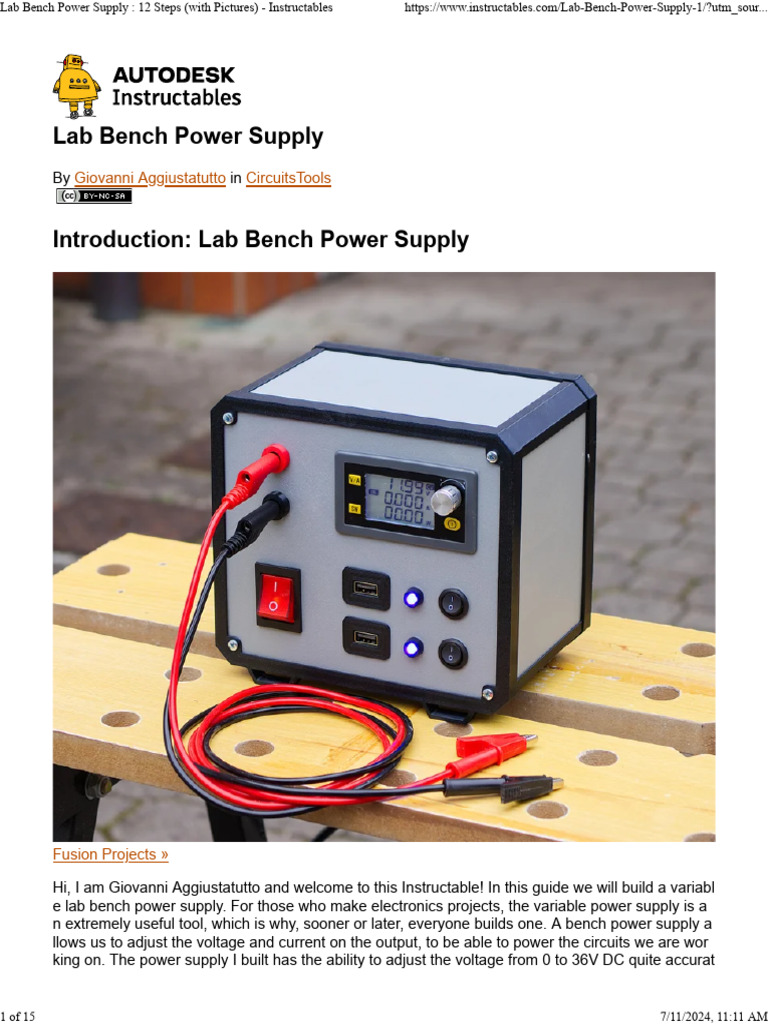 DIY Variable Lab Bench Power Supply | PDF | Power Supply | Electrical ...