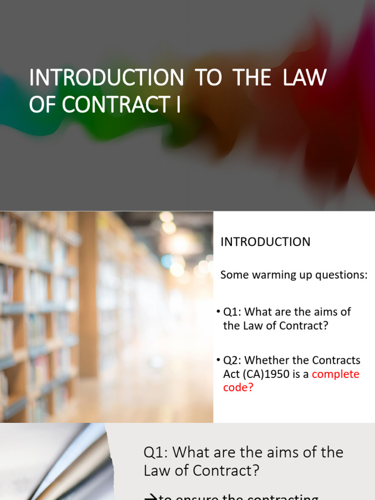 Week 1 - Introduction To The Law of Contract 1 | PDF | Justice | Crime ...