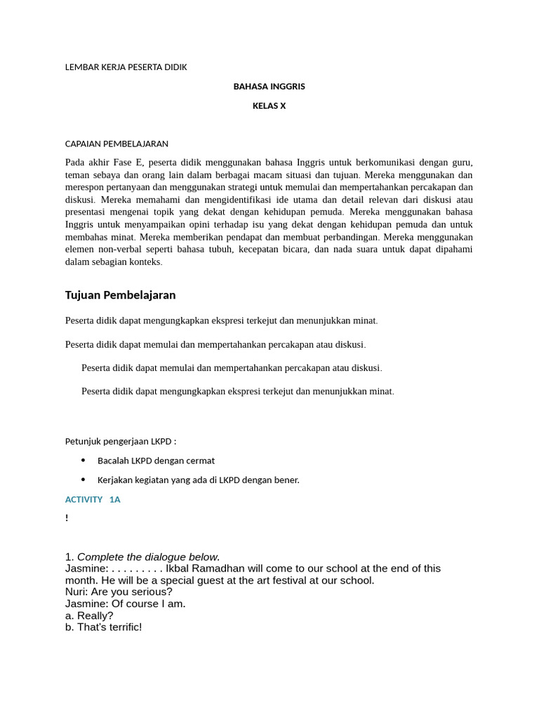 LKPD B.ing X Juli 2023 | PDF