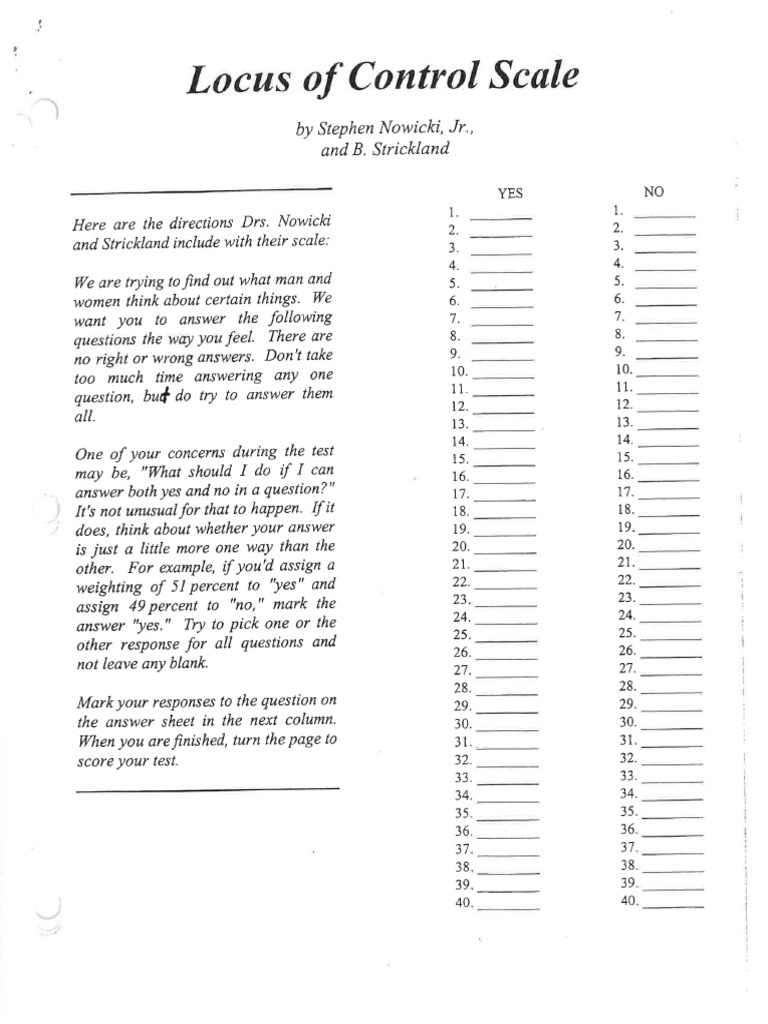 Locus of Control | PDF