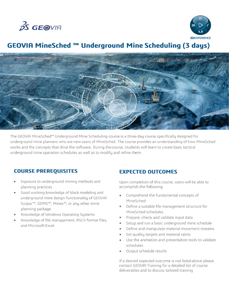 Geovia Minesched Underground Mine Scheduling - July2024 | PDF