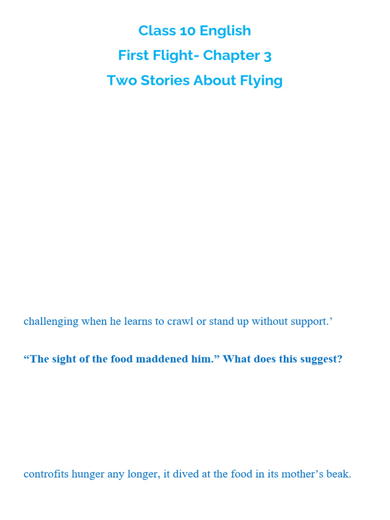 10 English Lesson 3 First Flight | PDF | Language Arts & Discipline ...