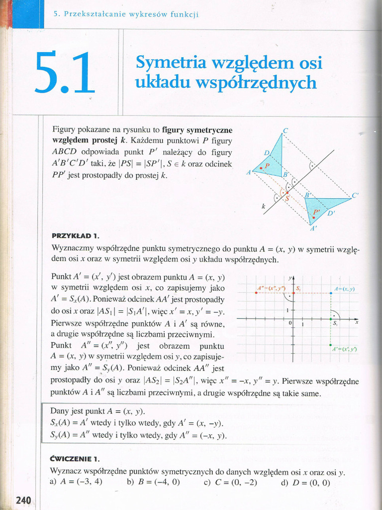 5.1 Symetria Względem Osi Układu Współrzędnych | PDF