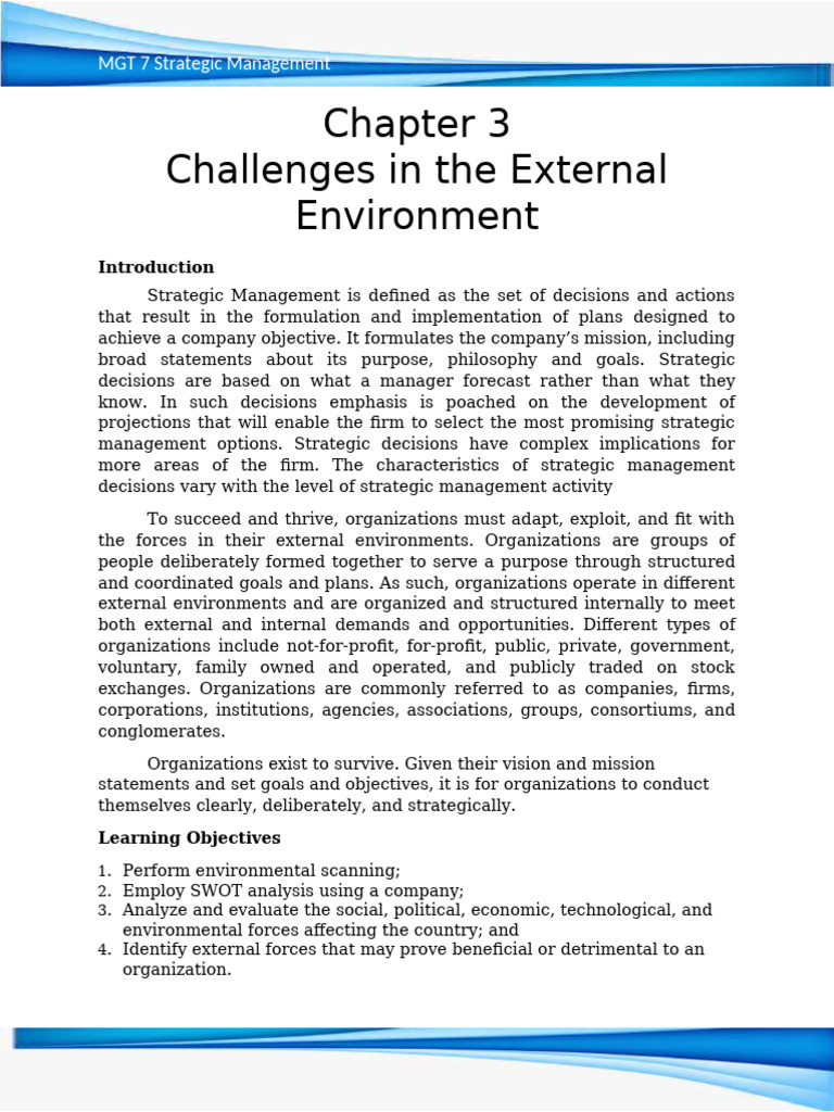 Strategic Management Pdf Swot Analysis Strategic Management
