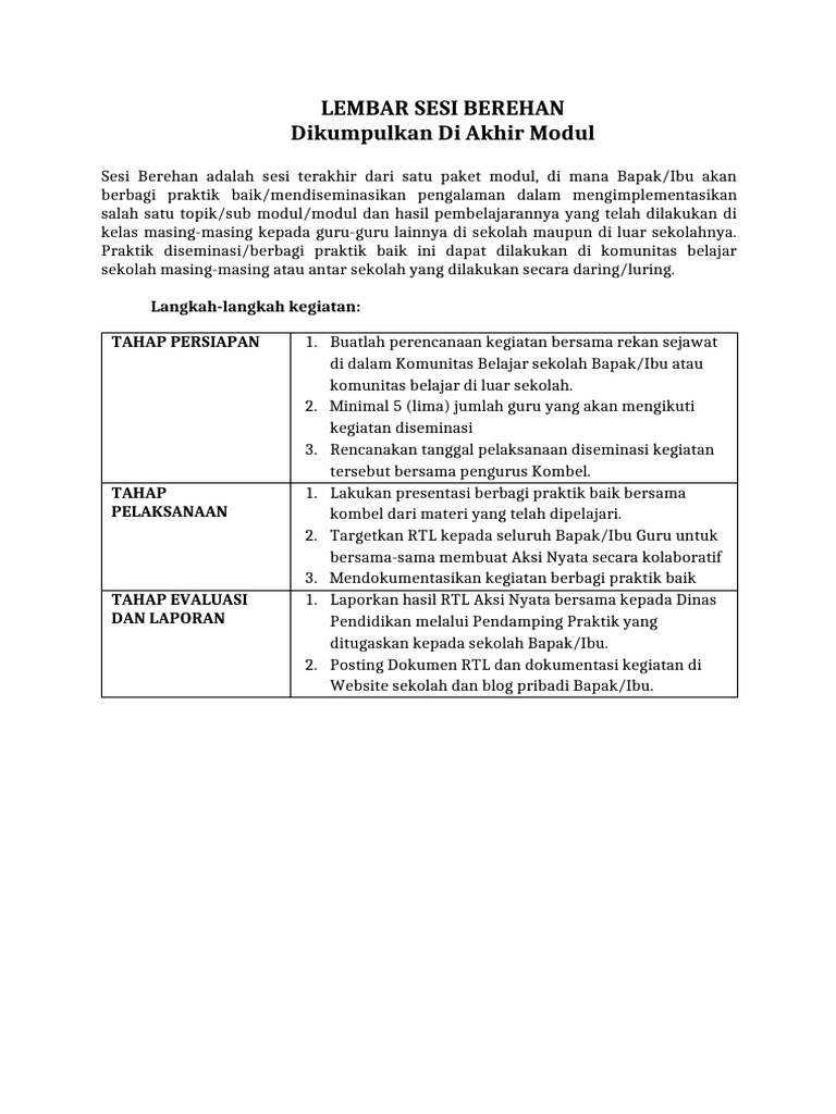 Tugas Aksi Nyata - Sesi Berehan Modul 1 Denih Handayani | PDF | Karier ...