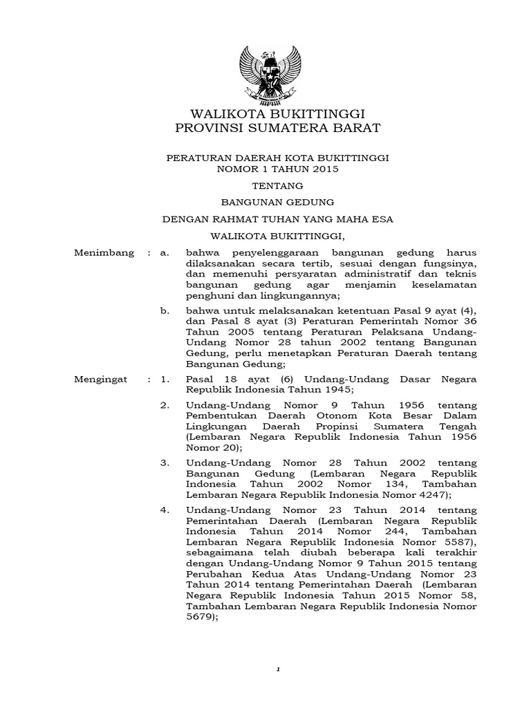Perda No. 1 Tahun 2015 | PDF