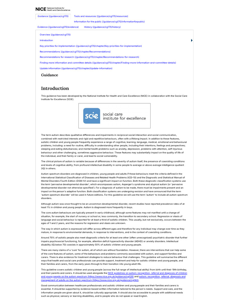 Autism Guidelines for Children and Teens | PDF | Autism Spectrum ...