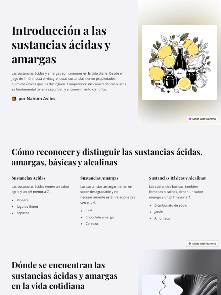 Introduccion A Las Sustancias Acidas y Amargas | PDF | Ácido | Limonada