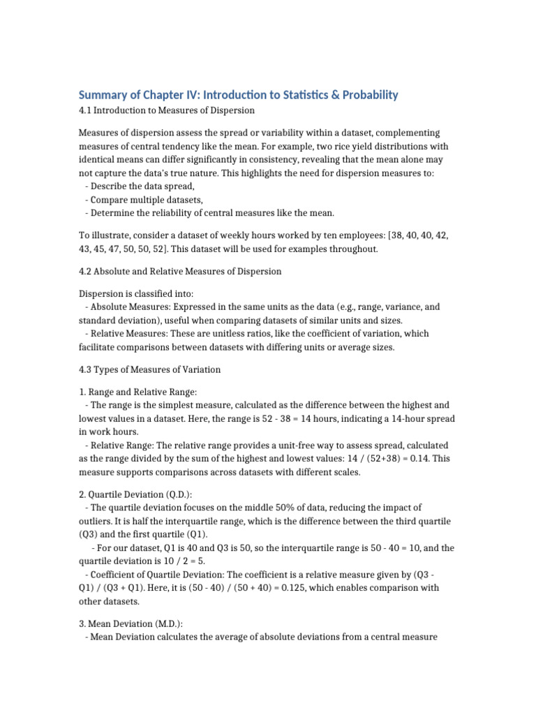 Understanding Measures of Dispersion | PDF | Coefficient Of Variation ...