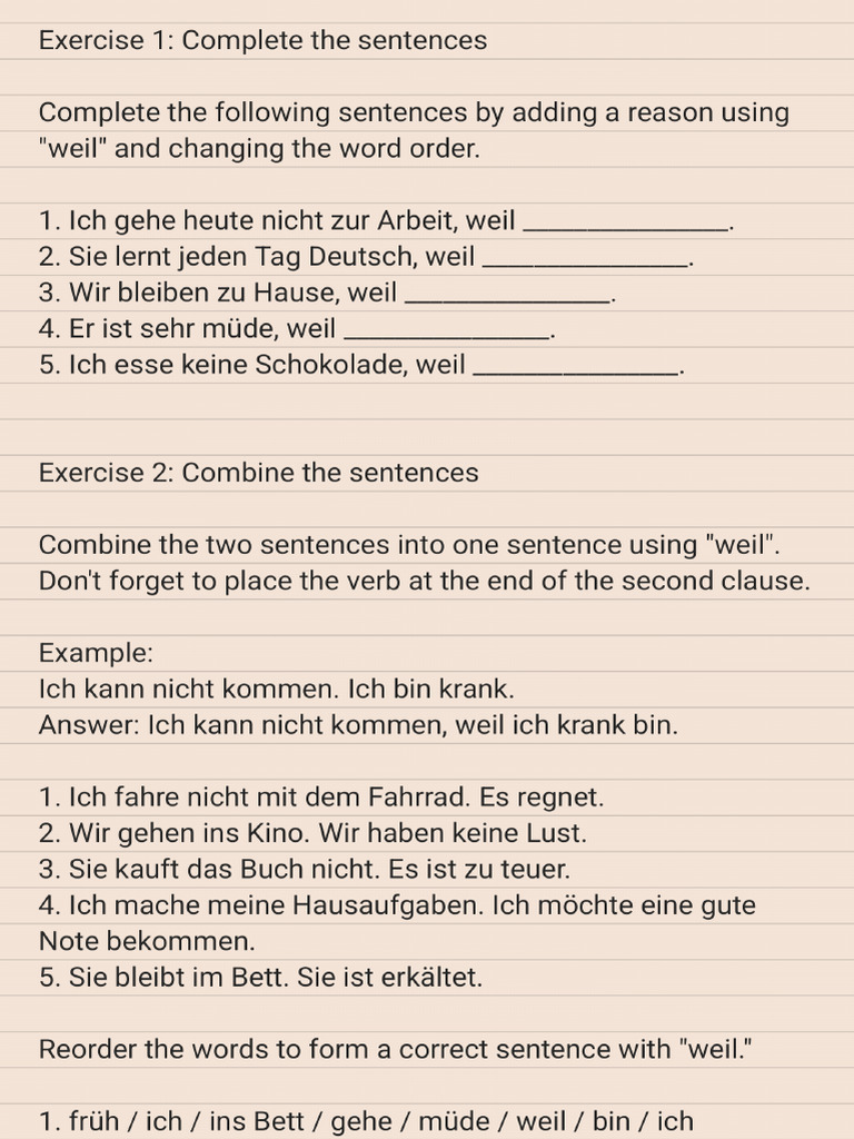 Weil-Sätze Üben - 241008 - 192108 | PDF