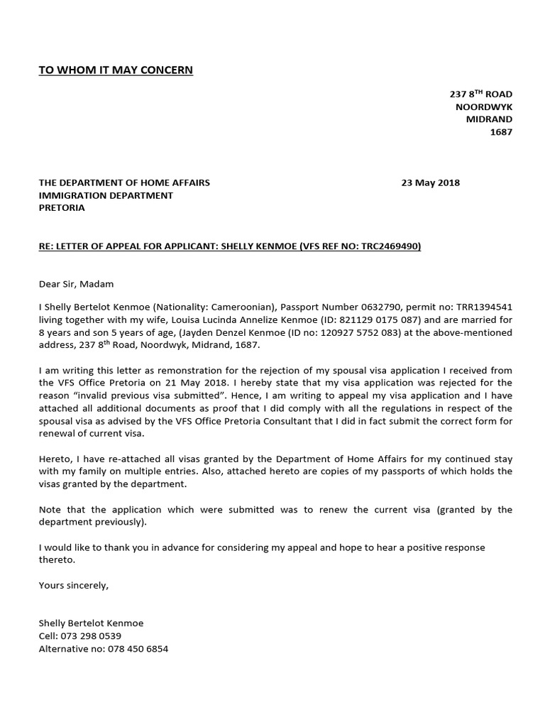 Letter To Department 4 (00178698xA044E) | PDF