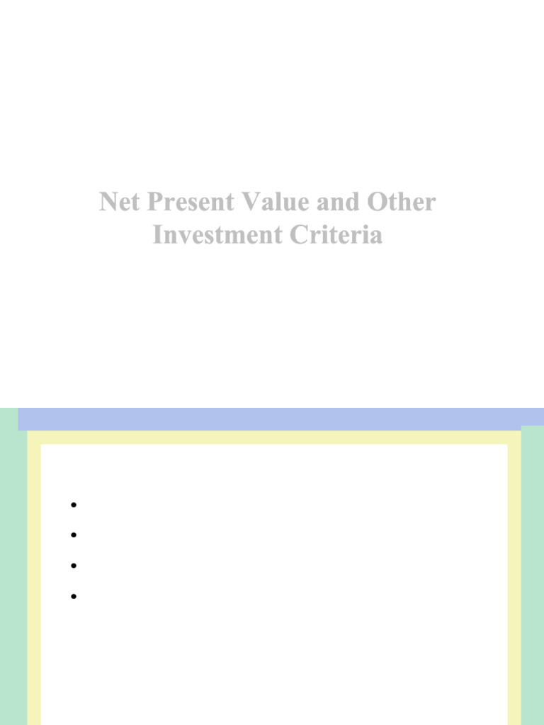 Investment Criteria: NPV, IRR, Payback | PDF | Present Value | Net Present Value