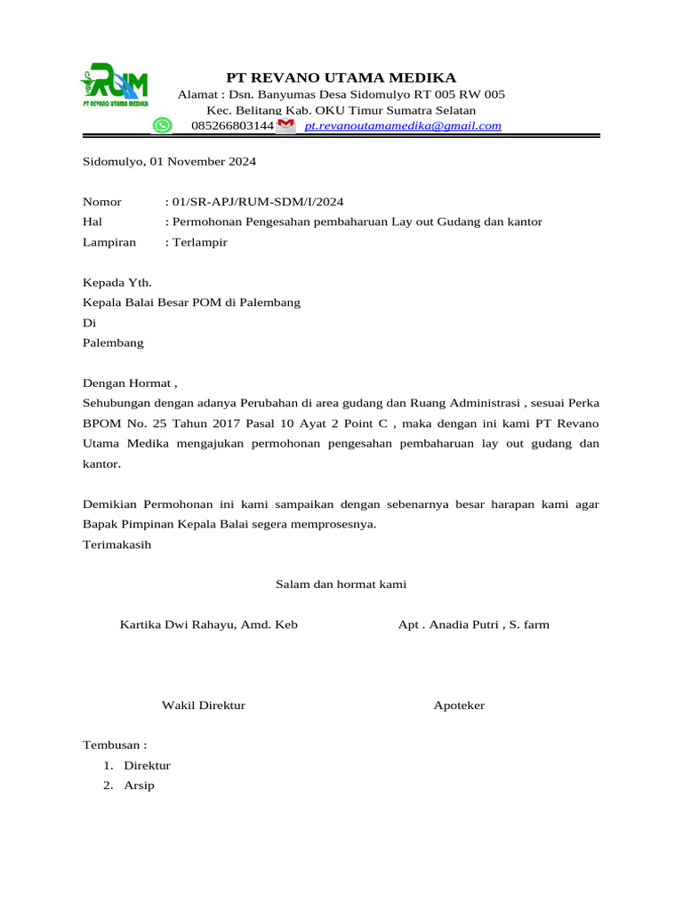 Kop Surat PT Revano | PDF