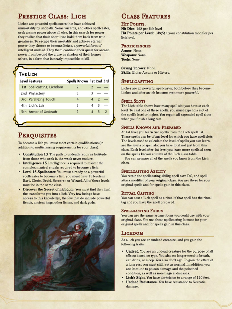 Lich Prestige Class (v2) 5e | PDF