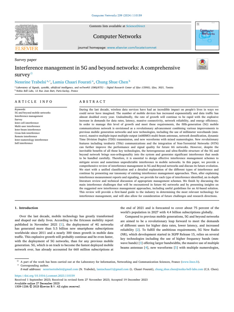 Interference Management in 5G and Beyond Networks. A Comprehensive ...