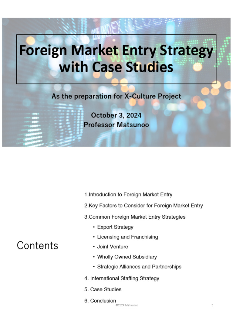 Foreign Market Entry With Case Study | PDF | Opportunity Cost | Market ...
