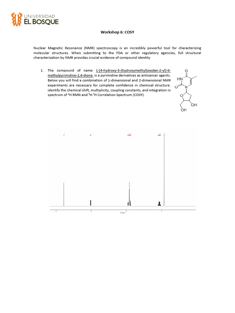 Workshop 6. COSY (1H - 1H Correlation Spectroscopy) | PDF | Two ...
