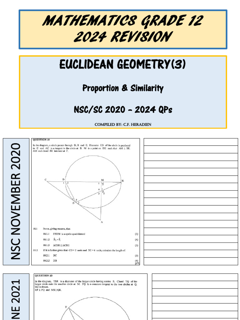 15 - Maths p2 Revision 2020 - 2024 Qps (Euclidean Geometry - 3) | PDF