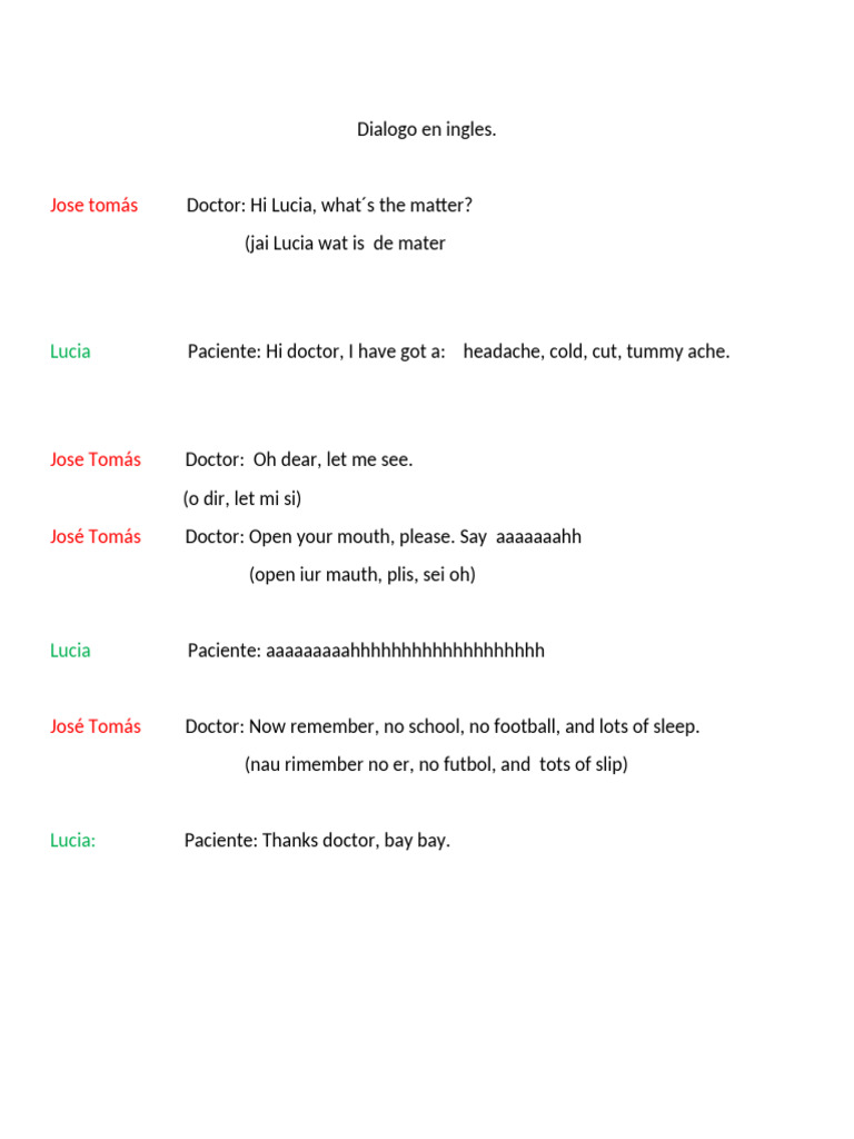 Dialogo en Ingles | PDF | Wellness