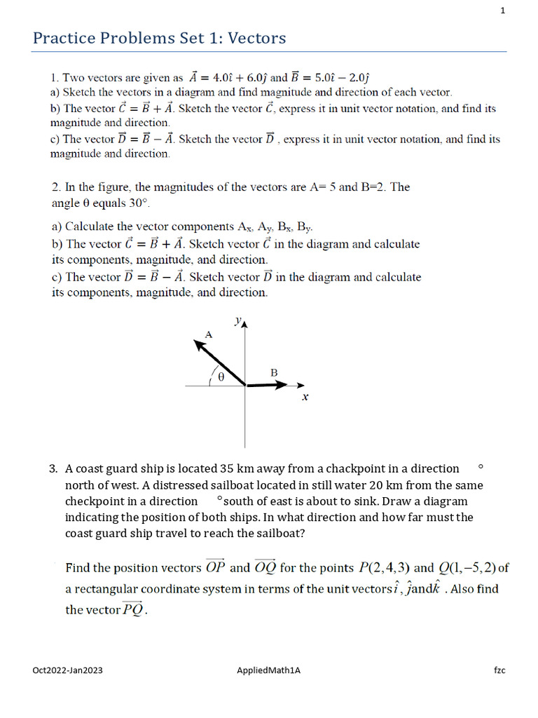 ProblemSet1 Vectors 2022 | PDF