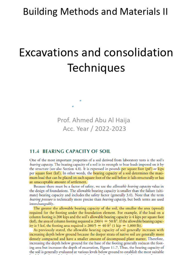 2 Excavations and Consolidation Techniques | PDF