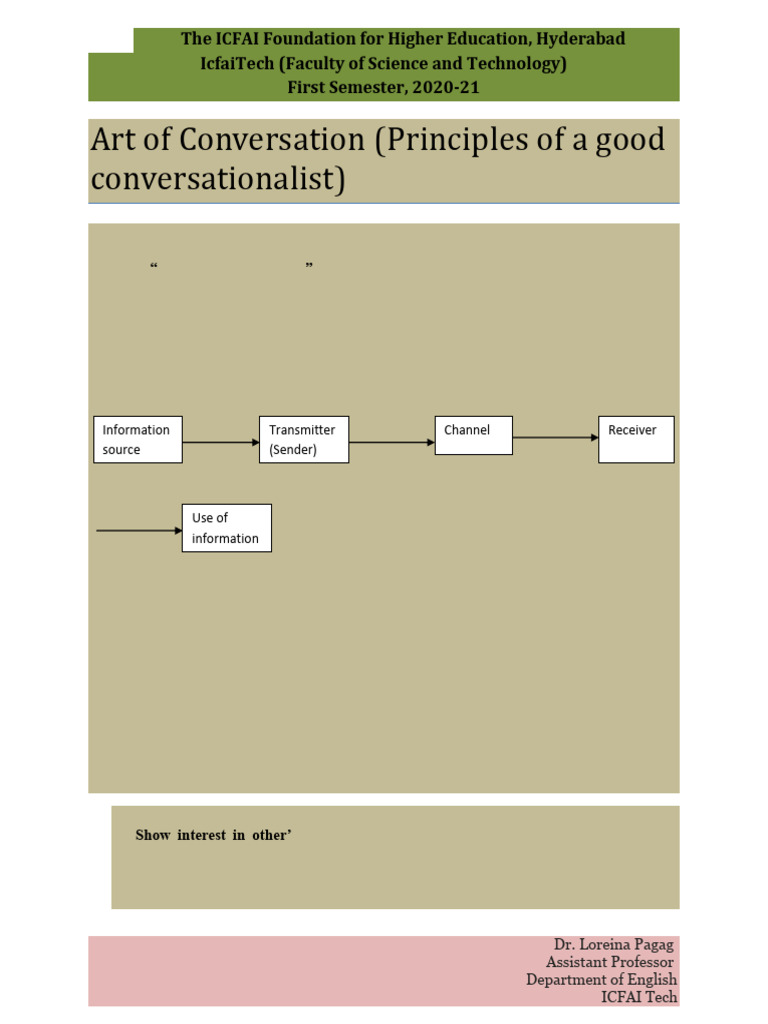 Princliples of Art of Good Conversationalist | PDF