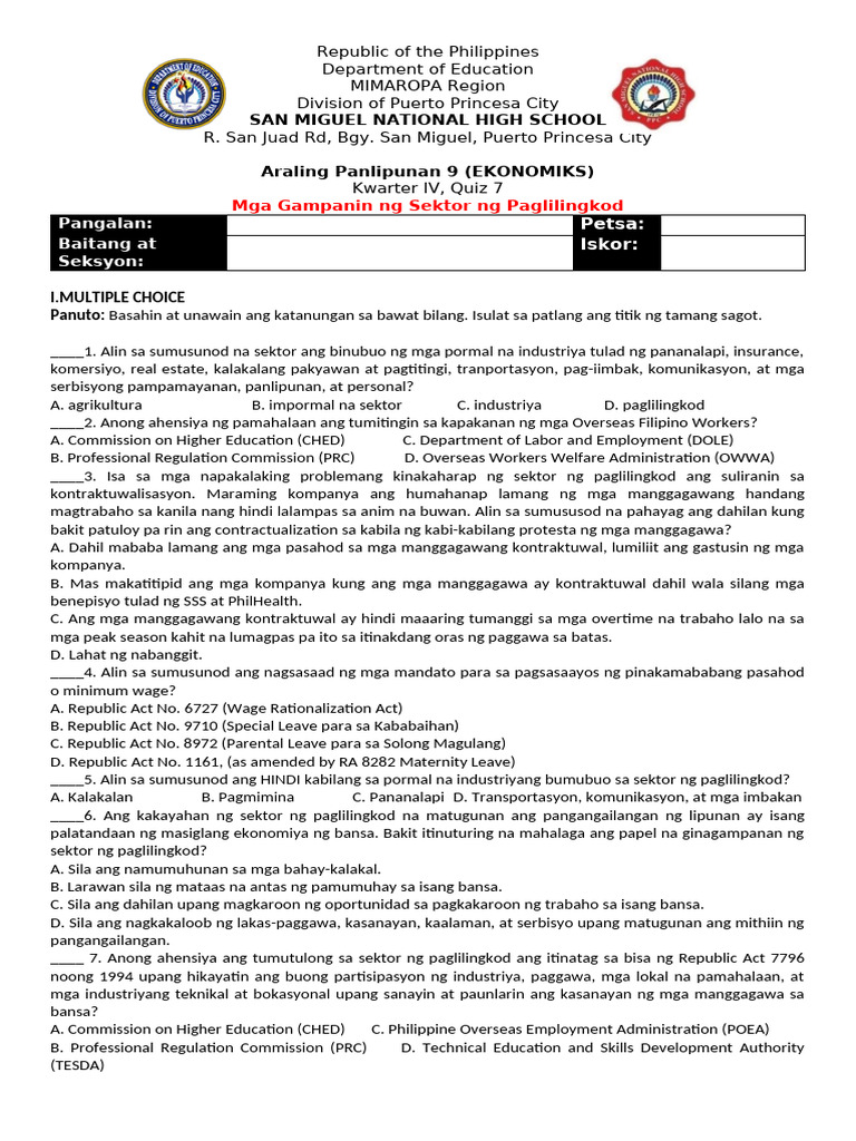 Q4 W7 Assessment | PDF