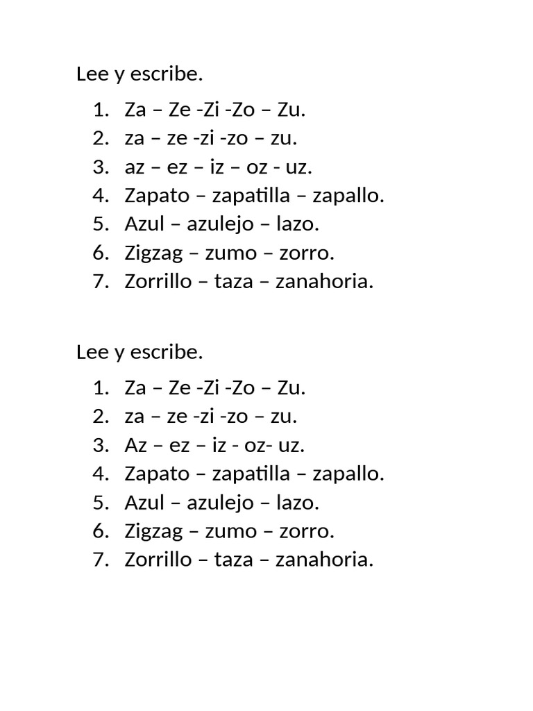 Lee y Escribe Z | PDF | Artes del Lenguaje y Comunicación