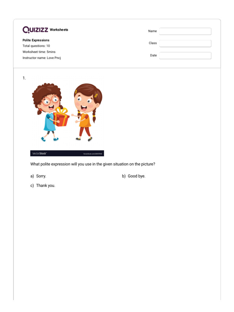 Quizizz - Polite Expressions | PDF