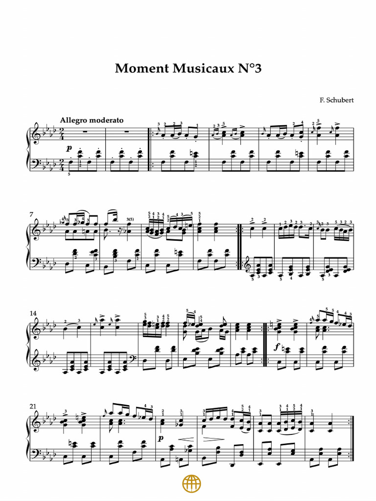 Schubert Moment Musicaux No.3 | PDF