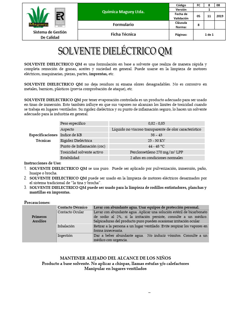 Solvente Dielectrico QM | PDF | Solvente | Agua