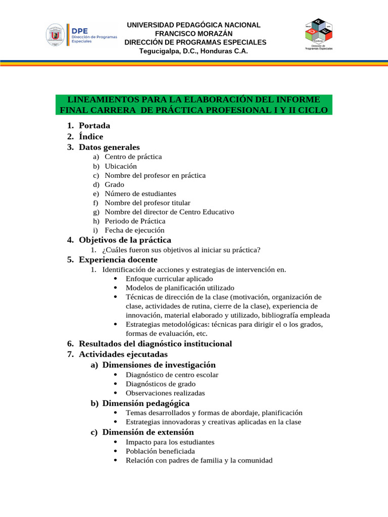 16.-Lineamientos de Informe Final | PDF | Maestros | Evaluación 16.-Lineamientos de Informe Final | PDF | Maestros | Evaluación