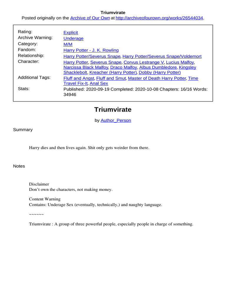 Triumvirate | PDF | Harry Potter | Contemporary Fantasy Novels